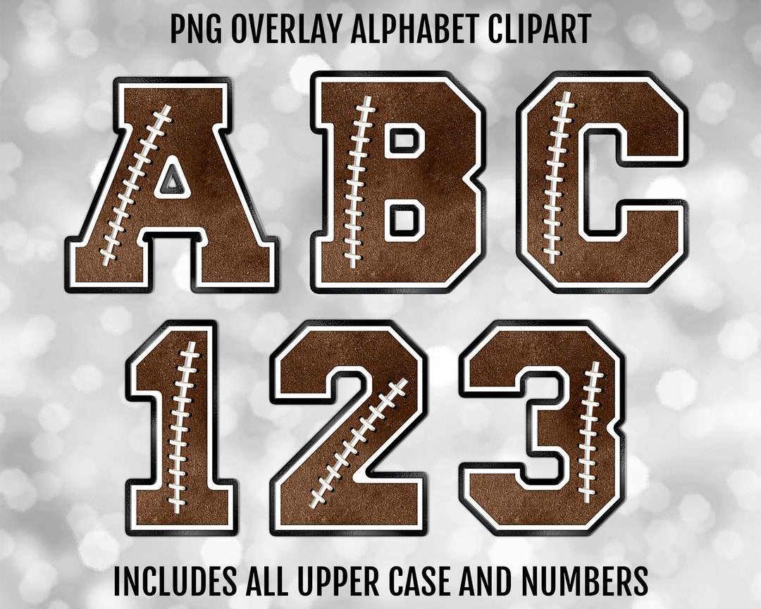 Football Varsity PNG Alphabet Letters and Numbers Bundle, PNG ...