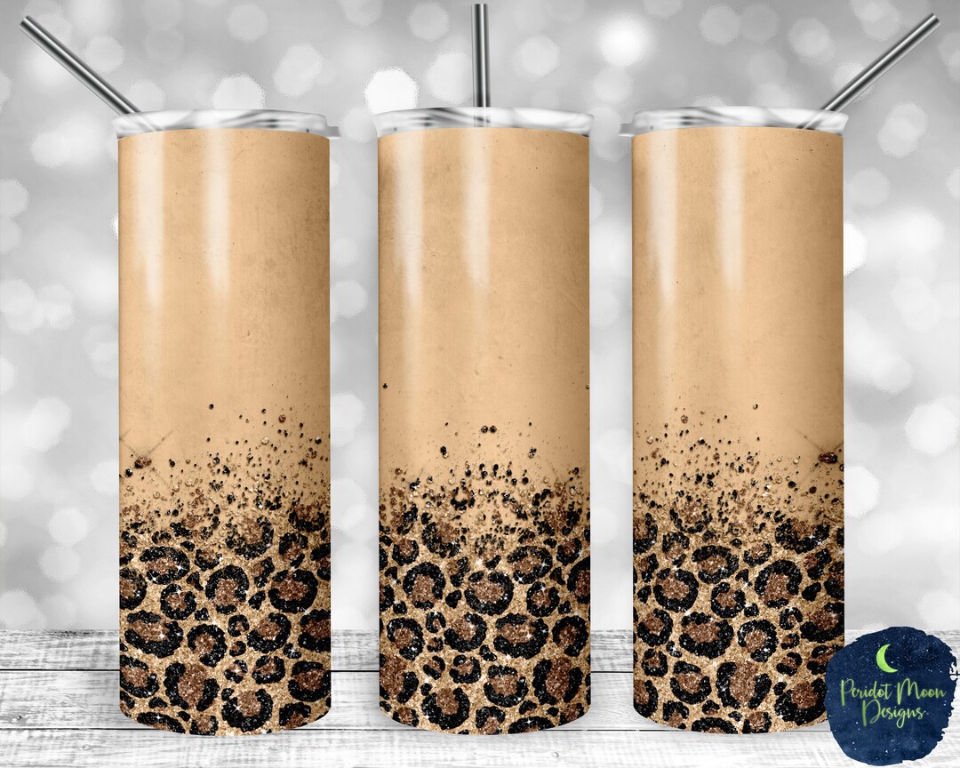 Light Tan Glitter Leopard Print, PNG Sublimation Design, 20 Oz Skinny ...