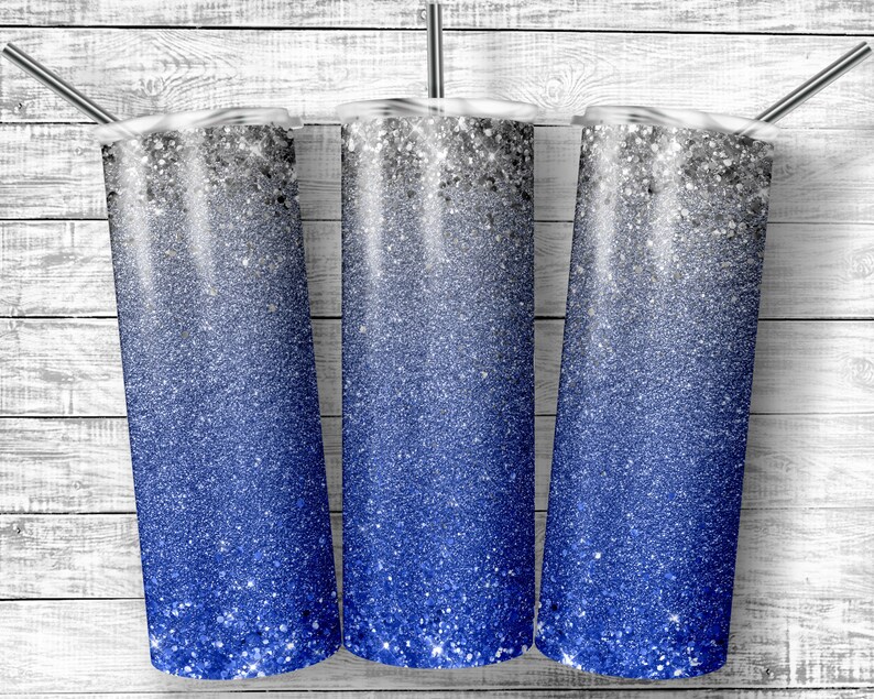 Silver and Royal Blue Ombre Glitter PNG Sublimation Design - Etsy