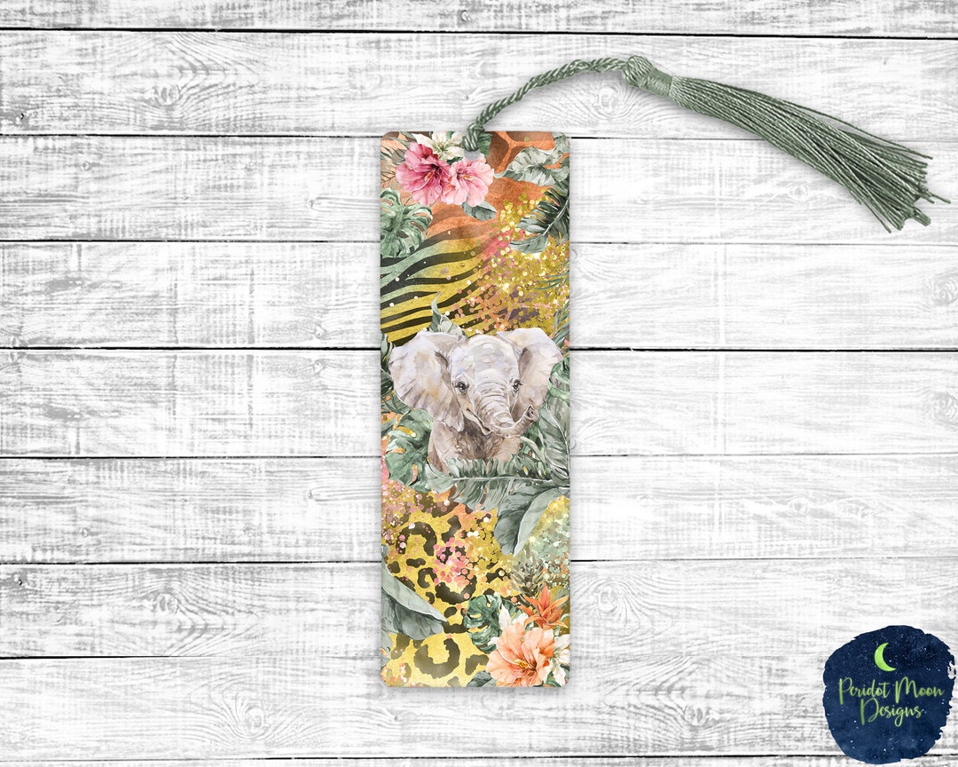 Elephant, Glitter Animal Print, Bookmark, Jungle, Safari, PNG ...