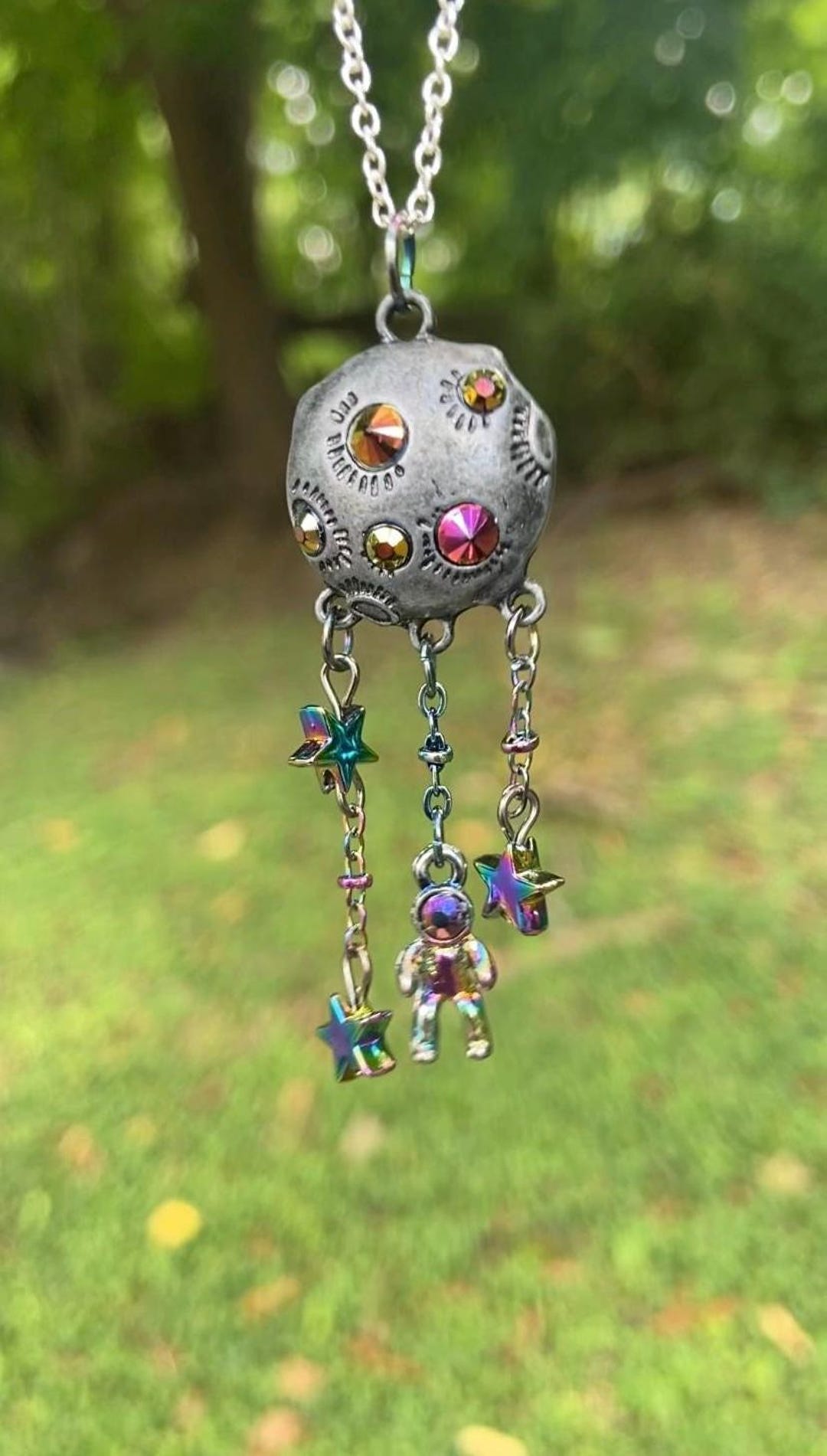 Beautiful Dangle Moon Necklace Astronaut Necklace Stars and Moon ...