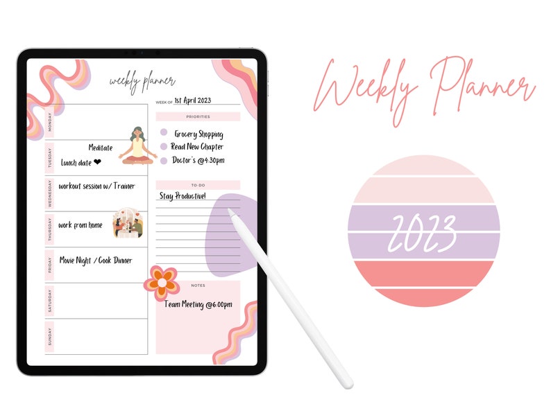 Digital Weekly Planner Sheet - Etsy