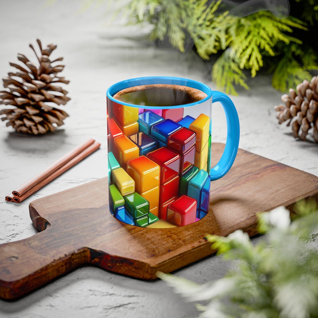 Rainbow Tetris Mug, Gamer Gift, Whimsical Kitchen Decor - Etsy