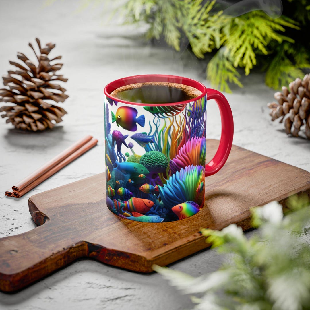 Rainbow Sea Creatures Coffee Mug, Ocean Life Christmas Gift - Etsy