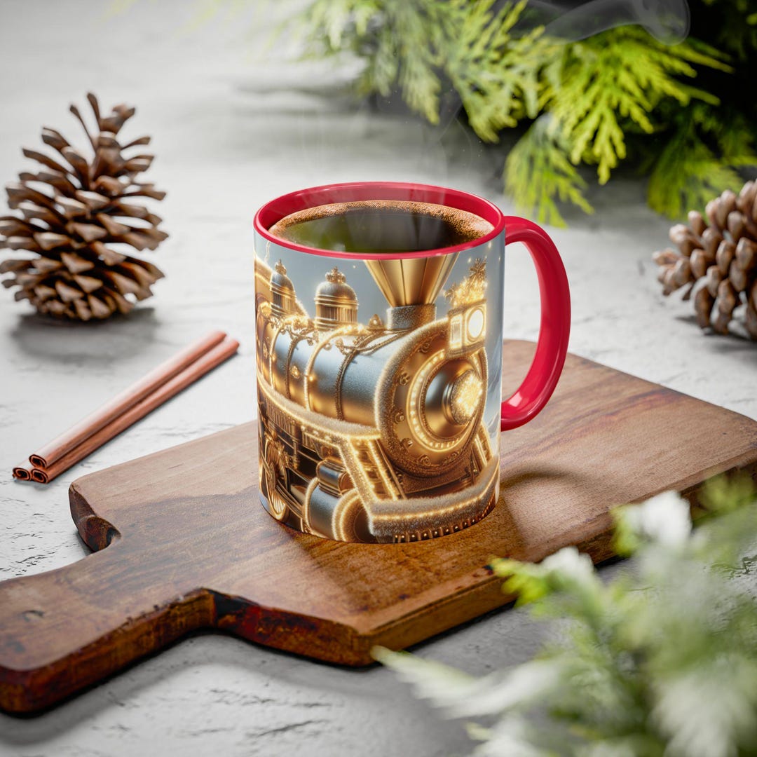 Christmas Train Mug, Festive Holiday Coffee Cup, Winter Gift - Etsy