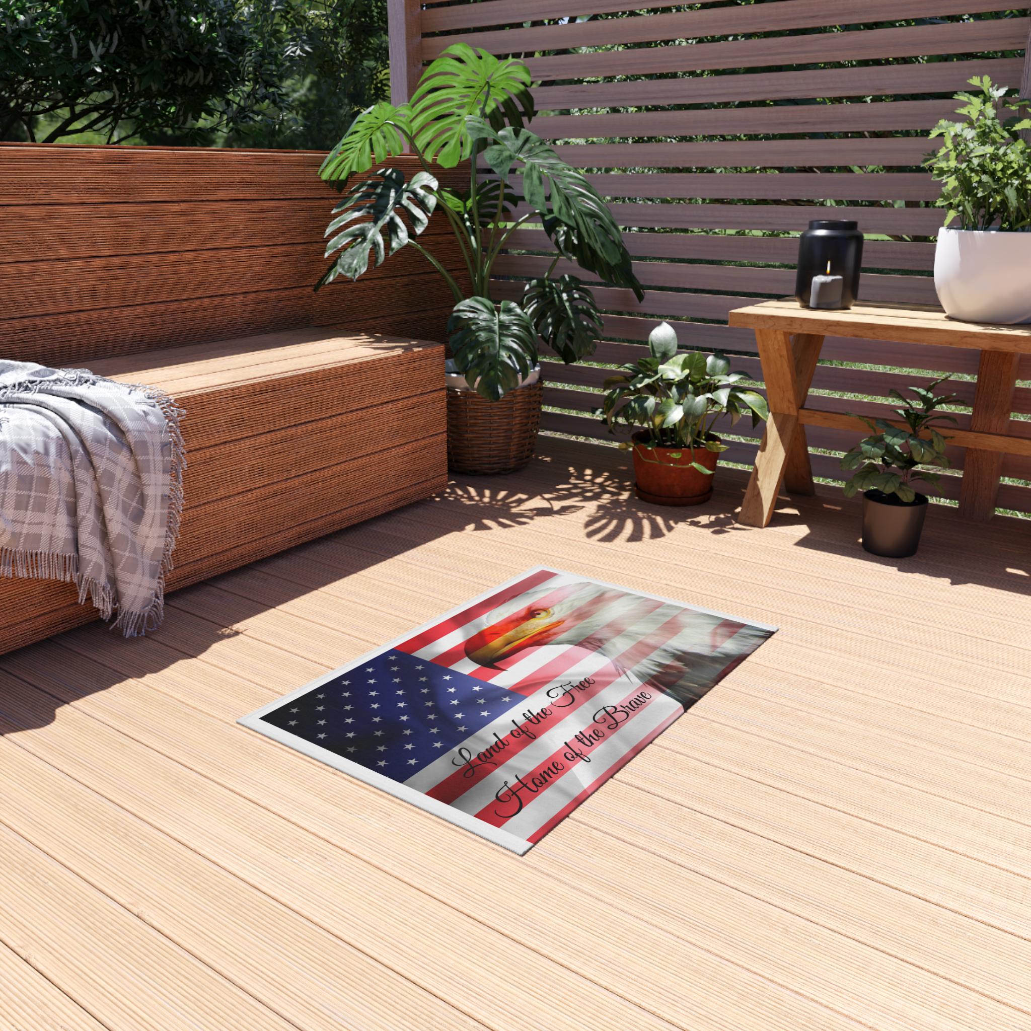 Patriotic Rug, American Flag Bald Eagle, Fourth of July Decor, USA ...