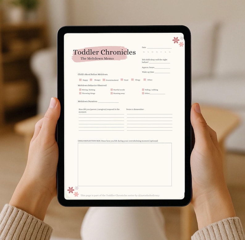 Toddler Meltdown Tracker | Printable Tantrum Journal | Child Behavior ...