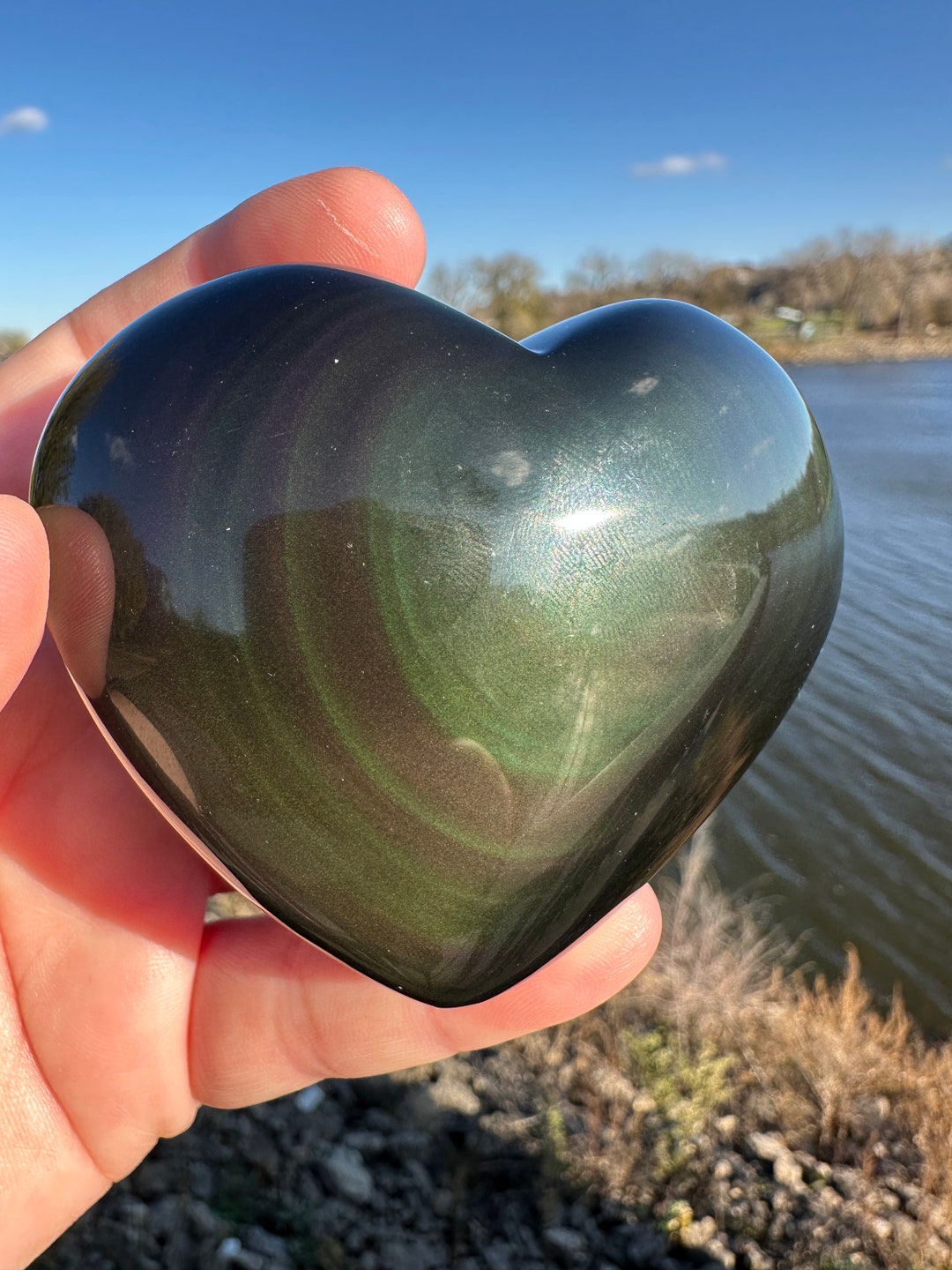 Rainbow Obsidian Heart | Large Carving | Obsidian Carving ...