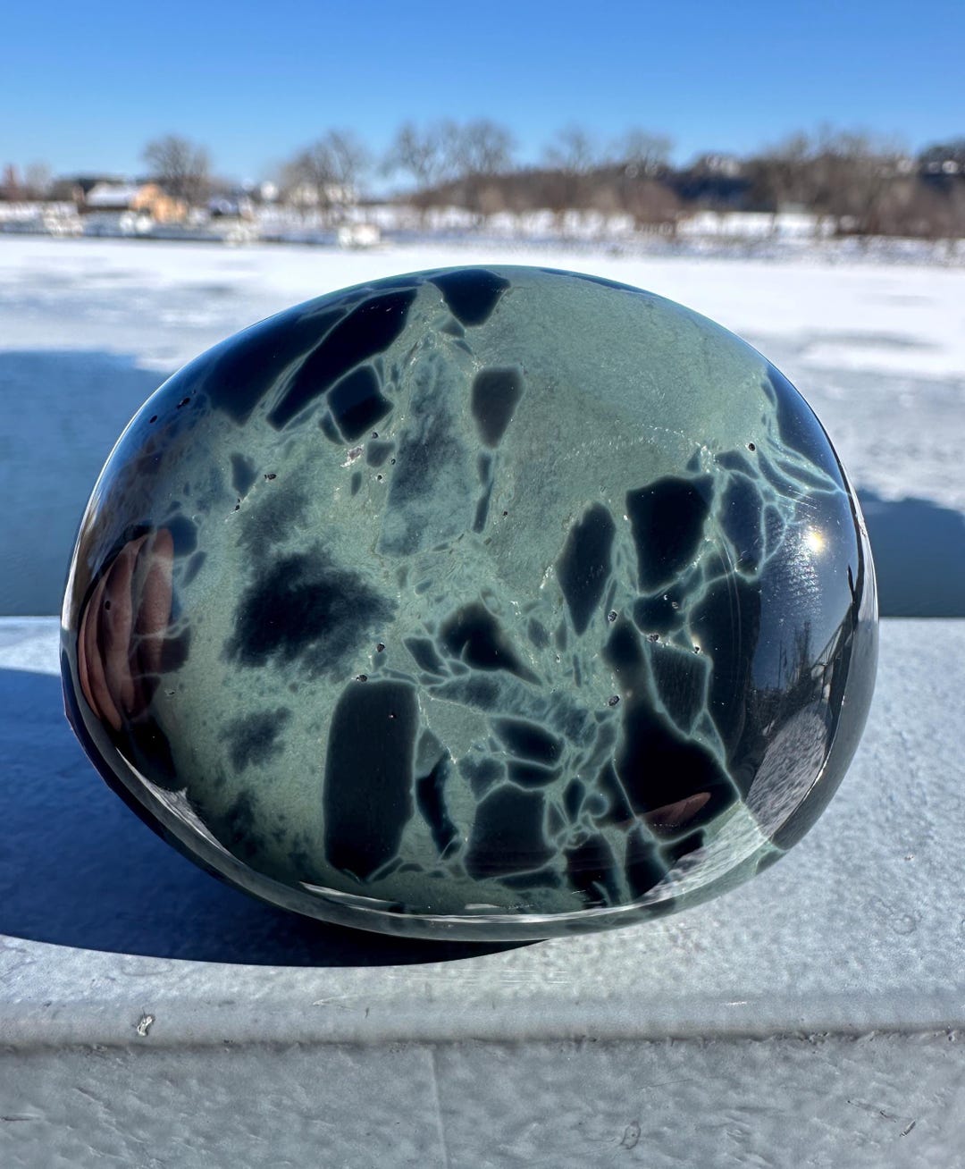 Spider Web Obsidian Palm Stone From Mexico - #4 - Etsy