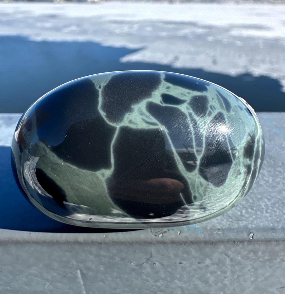 Spider Web Obsidian Palm Stone From Mexico - Etsy