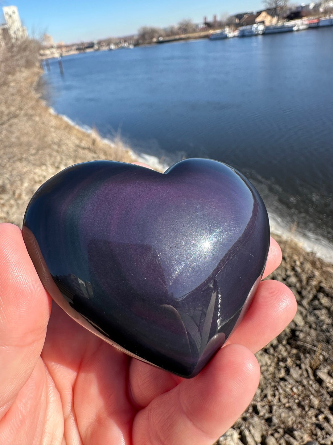 Rainbow Obsidian Heart | Large Carving | Obsidian Carving ...