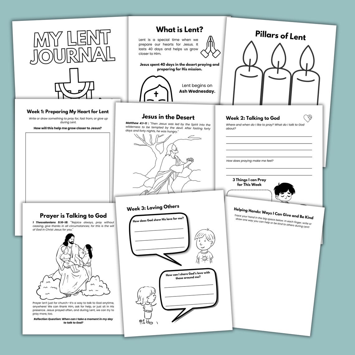 Lent Journal for Kids 15-page Printable Reflection Prompts, Activities ...