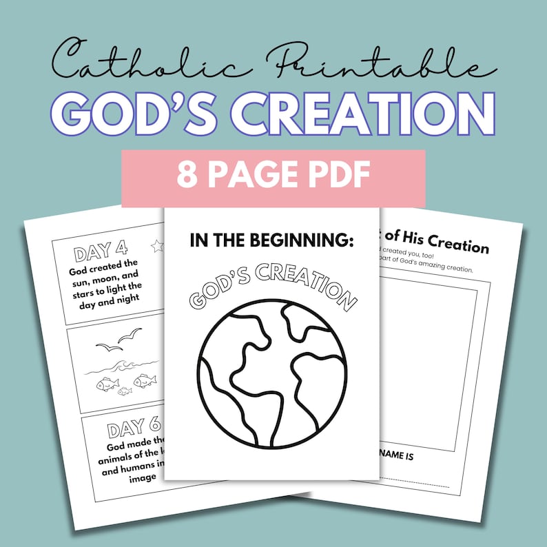 Creation Story Printable: Catholic Kids Activity Pack (PDF) - Etsy