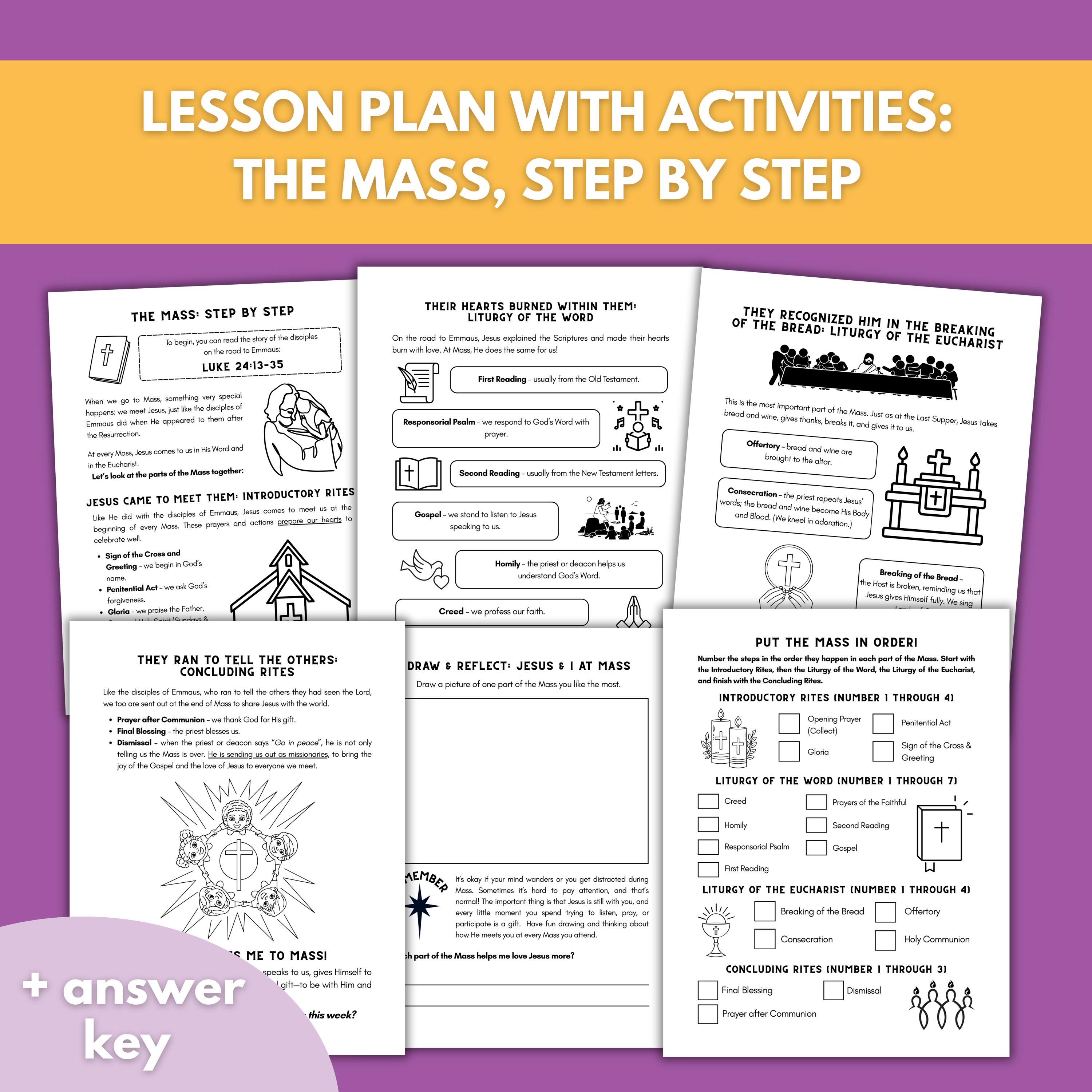 Catholic Mass for Kids Activity Pack: First Communion Prep (printable ...