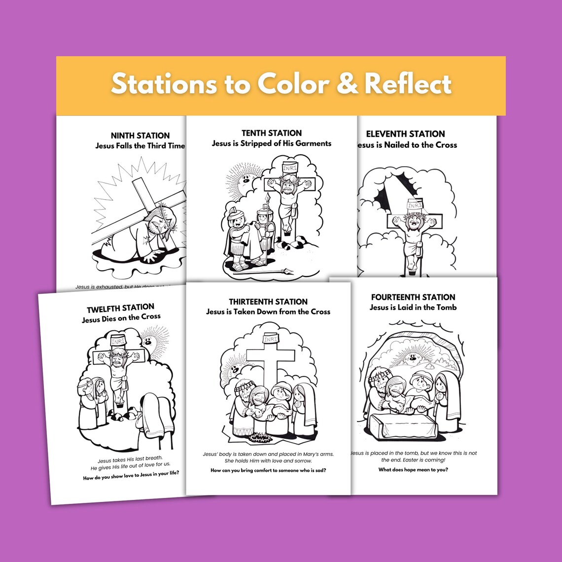 Stations of the Cross Coloring Pages: Catholic Kids Activities (PDF) - Etsy