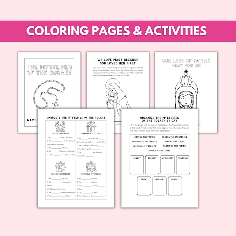 Rosary Mysteries Printable Workbook: Bible Reflections and Activities ...