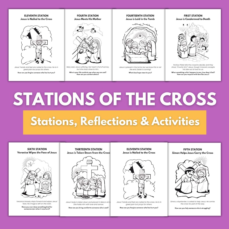Stations of the Cross Coloring Pages: Catholic Kids Activities (PDF) - Etsy