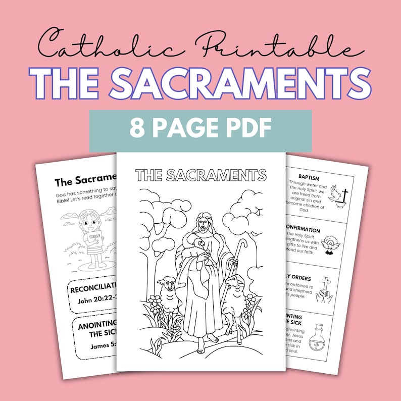 The Sacraments Printable Activity Pack for Kids Catechesis Resources ...