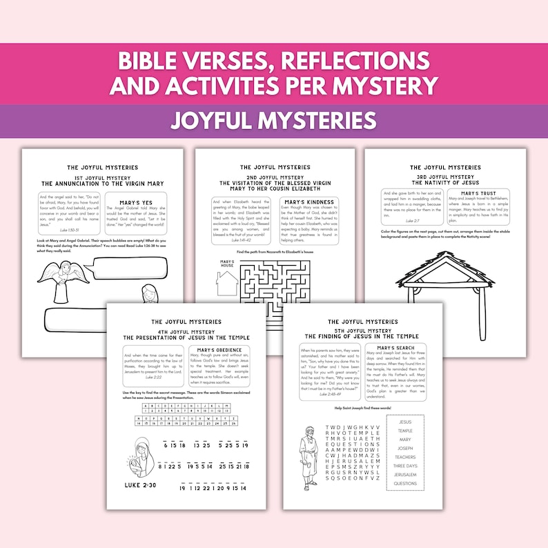 Rosary Mysteries Printable Workbook: Bible Reflections and Activities ...
