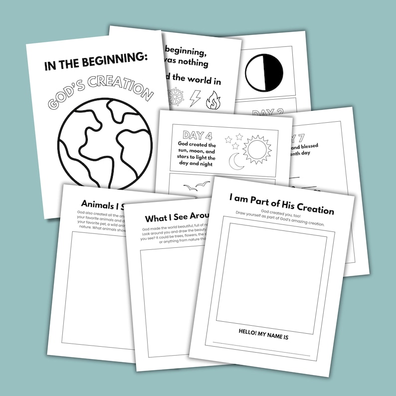 Creation Story Printable: Catholic Kids Activity Pack (PDF) - Etsy