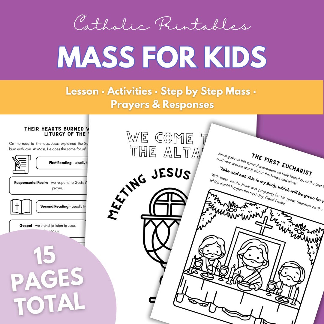 Catholic Mass for Kids Activity Pack: First Communion Prep (printable ...