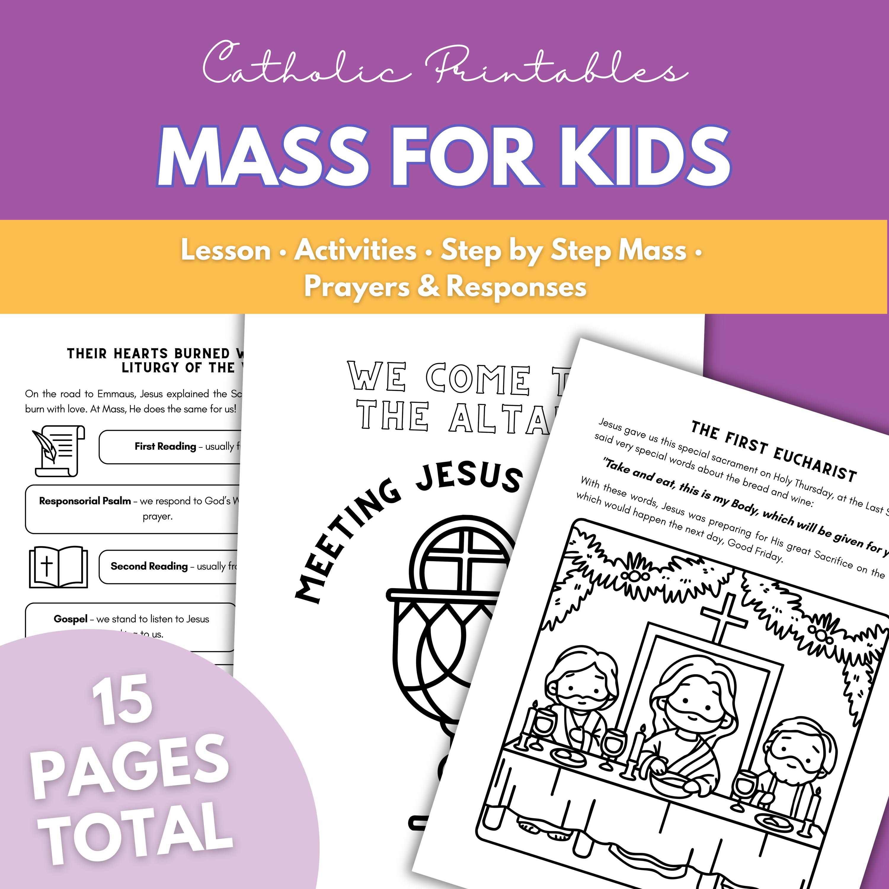 Catholic Mass for Kids Activity Pack: First Communion Prep (printable ...