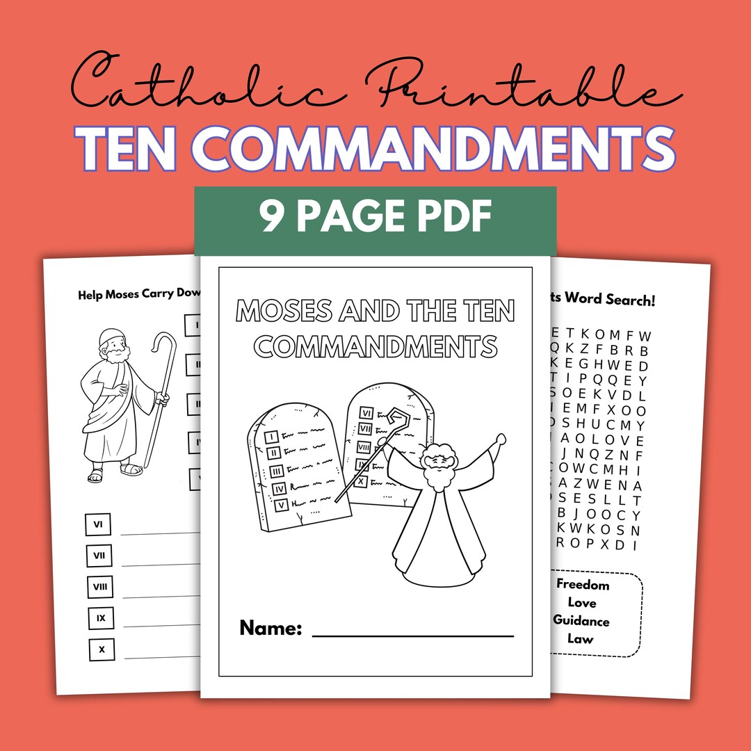 Ten Commandments Worksheet for Kids Catechesis Booklet Activity Pack ...