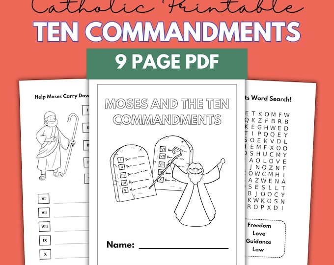 10 Commandments Printable Activity Sheet and Print. Digital Catholic ...