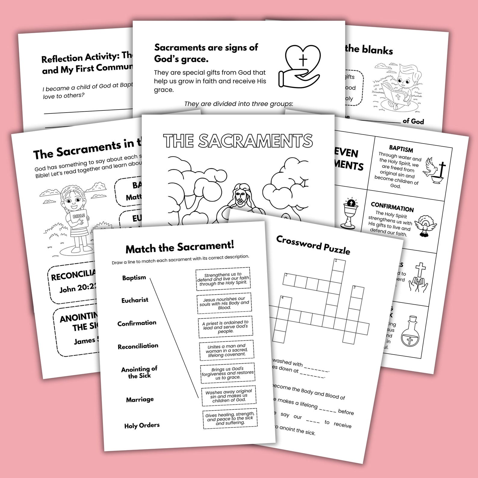 The Sacraments Printable Activity Pack for Kids Catechesis Resources ...