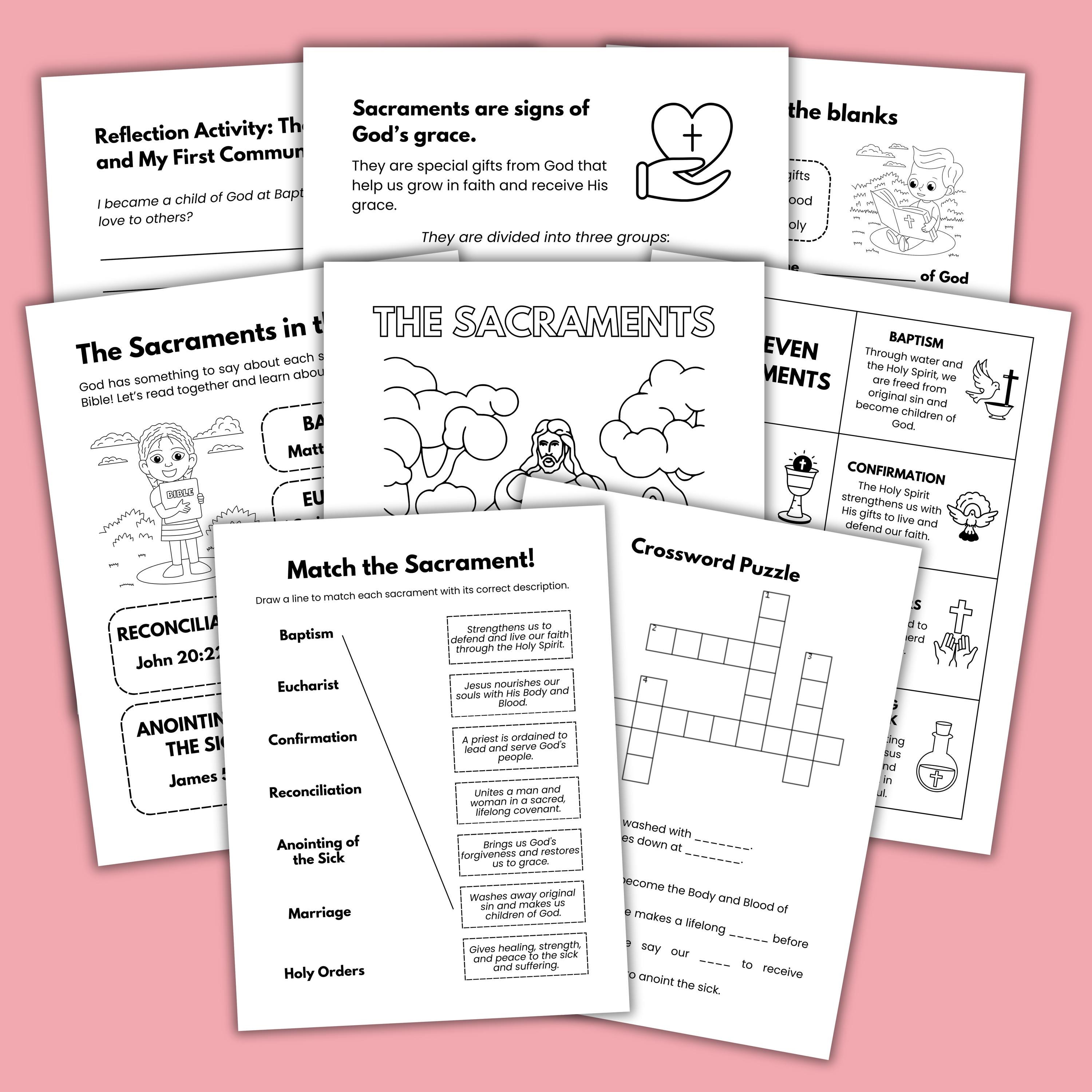 The Sacraments Printable Activity Pack for Kids Catechesis Resources ...