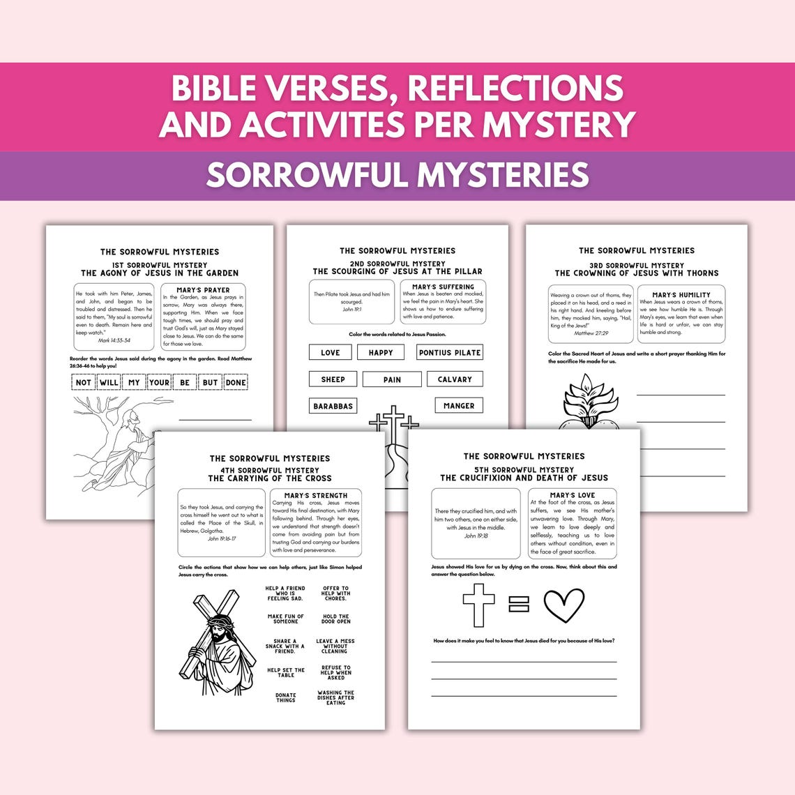 Rosary Mysteries Printable Workbook: Bible Reflections and Activities ...