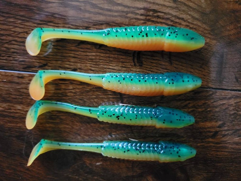 4 Four Inch Paddle Tail Fishing Lures - Etsy