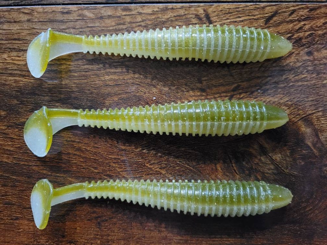 6 Five Inch Ribbed Paddle Tail Plastic Lures - Etsy