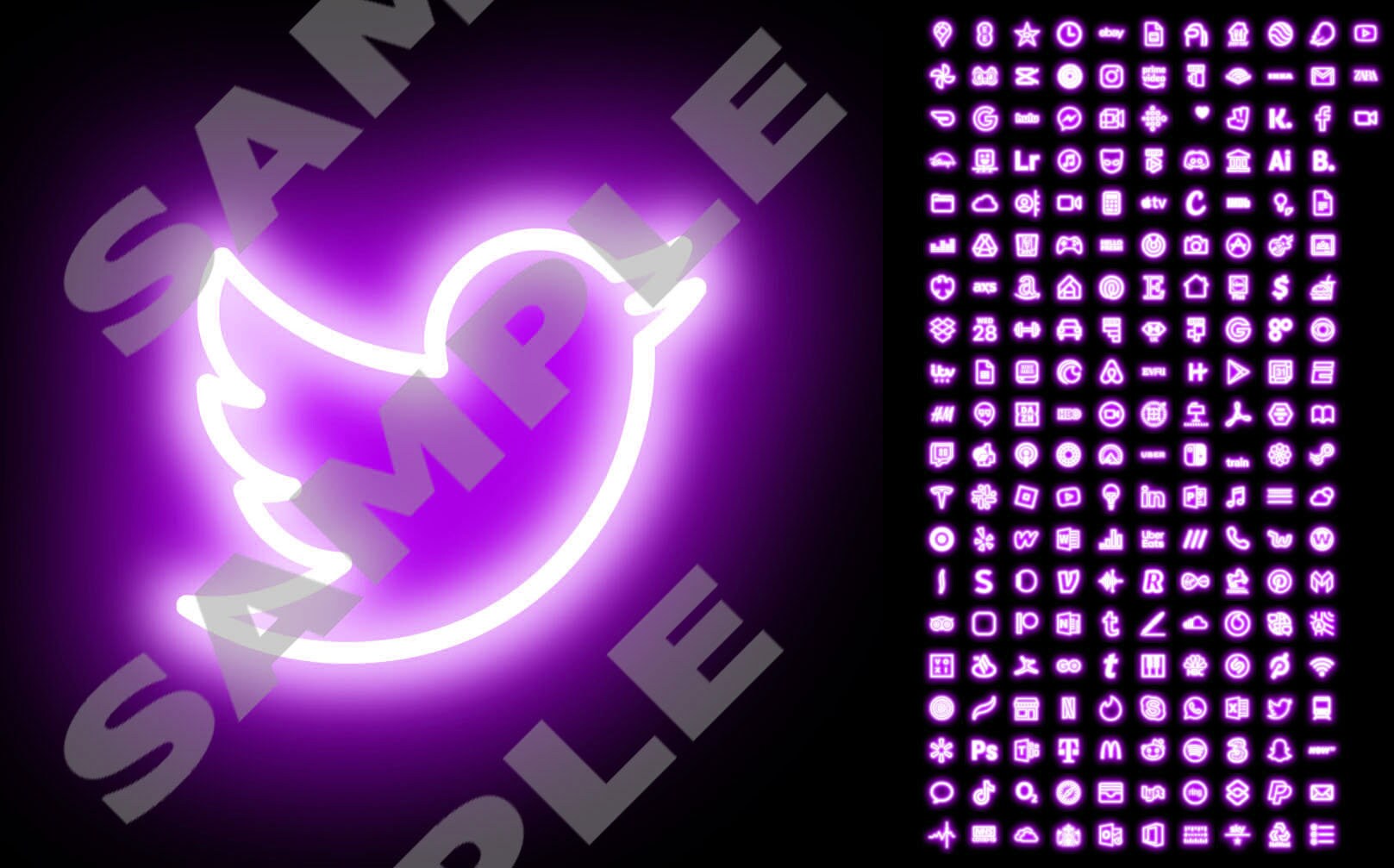 Purple Neon Ios App Icons, Widgets and Lock Screens - Etsy