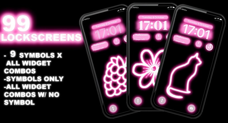 Pink Neon Ios App Icons, Widgets and Lock Screens - Etsy