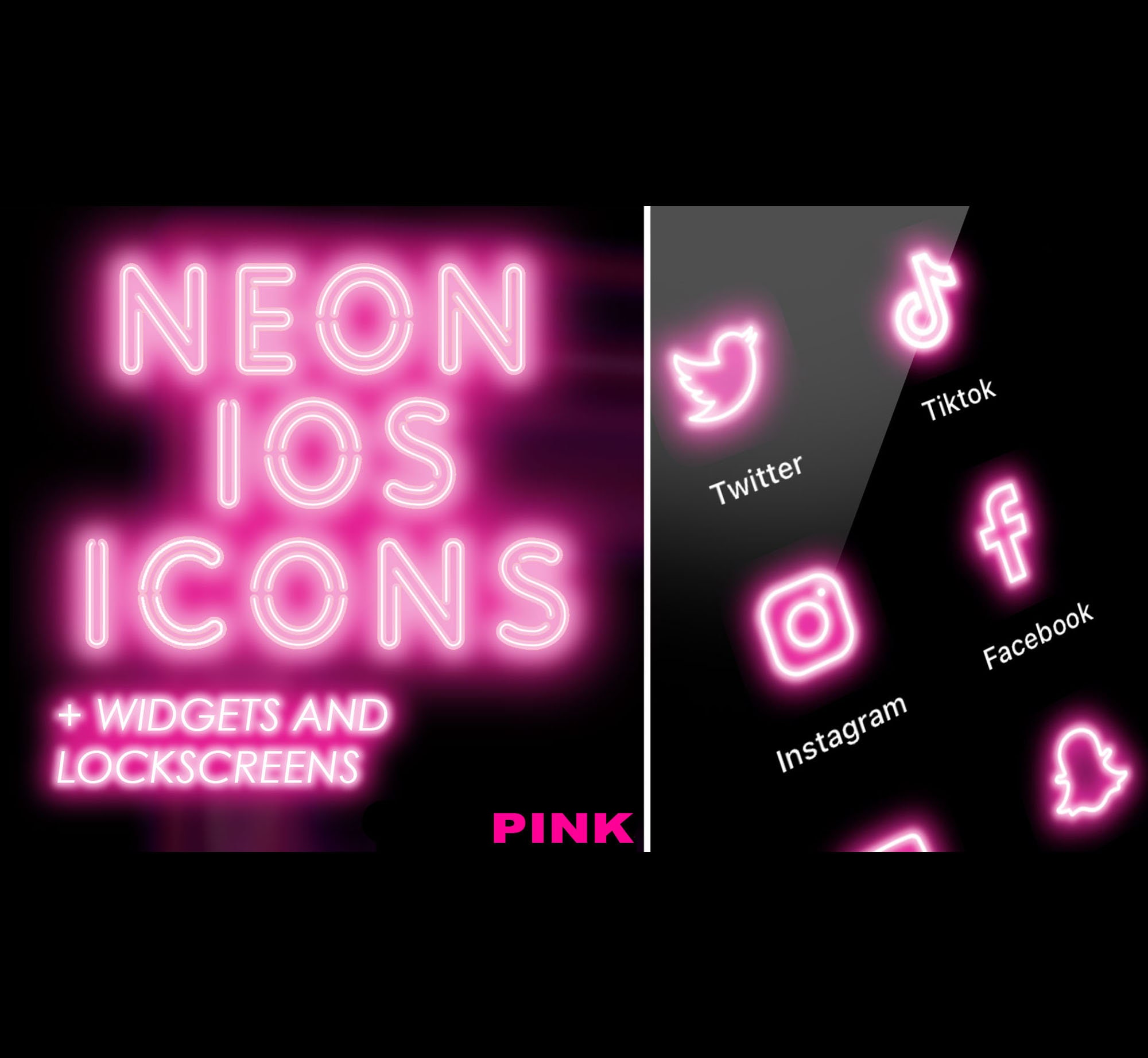 Pink Neon Ios App Icons, Widgets and Lock Screens - Etsy