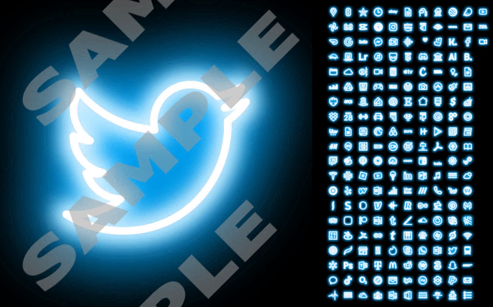 Blue Neon Ios App Icons, Widgets and Lock Screens - Etsy