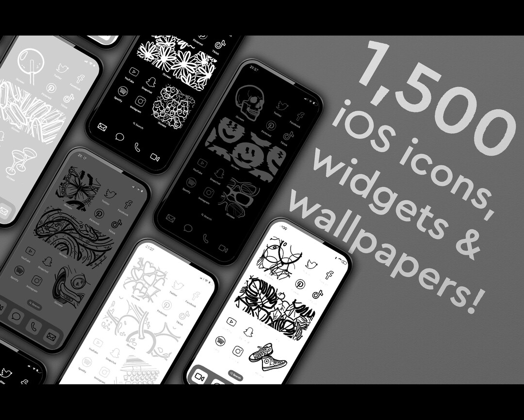 GREYSCALE Block Coloured Ios App Icons, Widgets and Wallpapers 6 ...