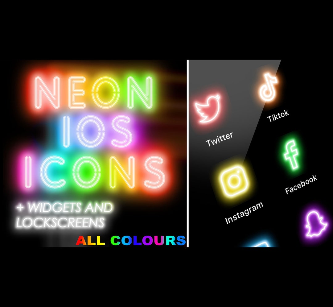 ALL COLOURS Neon Ios App Icons, Widgets and Lock Screens - Etsy