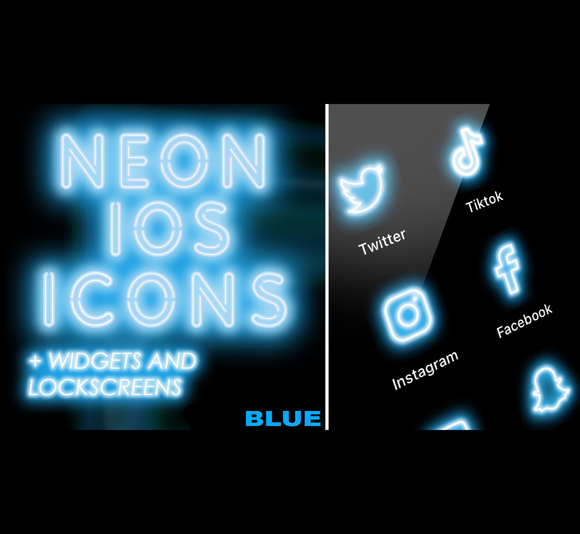 Blue Neon Ios App Icons, Widgets and Lock Screens - Etsy