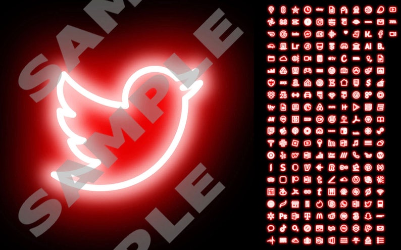 Red Neon Ios App Icons, Widgets and Lock Screens - Etsy