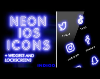 Rainbow Neon Ios App Icons Widgets and Lock Screens - Etsy