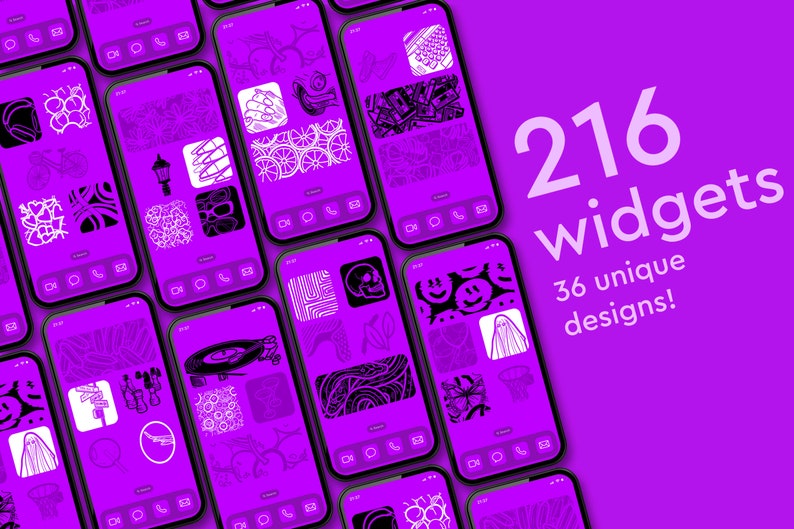 PURPLE Block Coloured Ios App Icons Widgets and Wallpapers 6 - Etsy