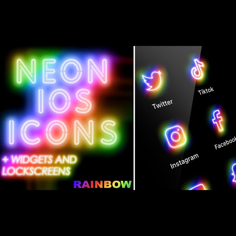 Neon App Icons - Etsy