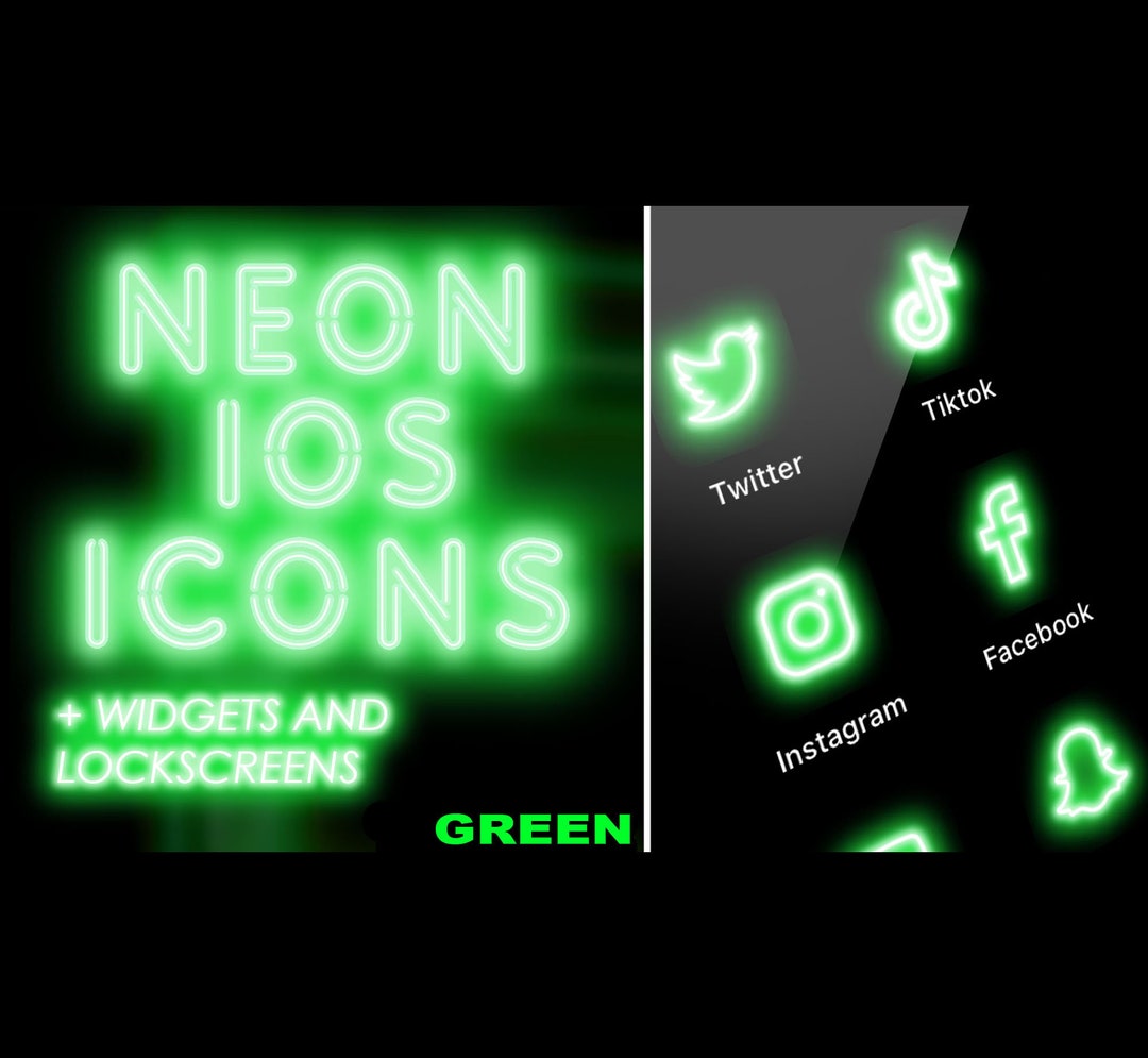 Green Neon Ios App Icons, Widgets and Lock Screens - Etsy