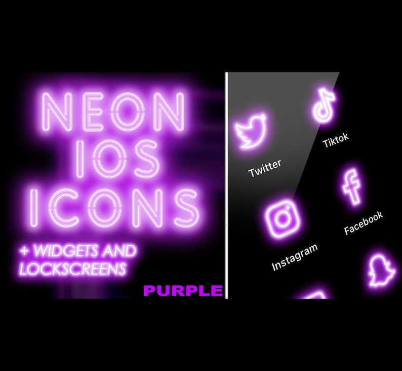 Purple Neon Ios App Icons, Widgets and Lock Screens - Etsy