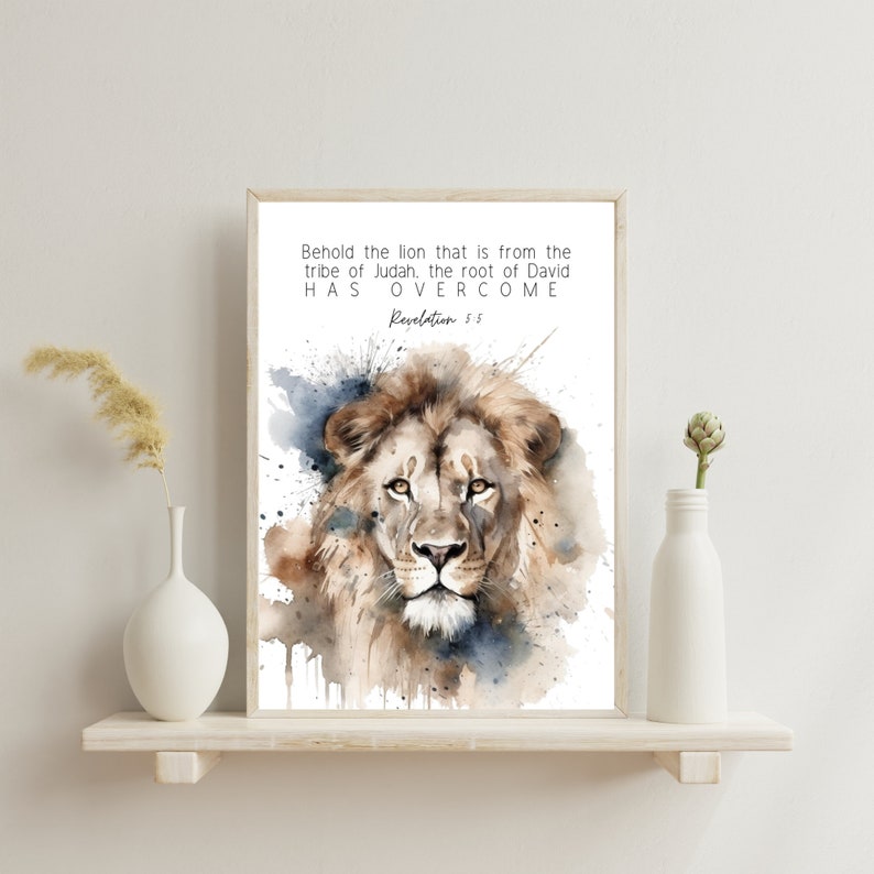 Christian Watercolor Bible Verse Printable Art, Jesus the Lion of Judah ...