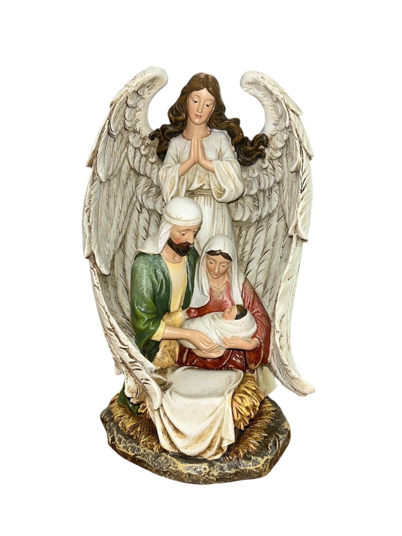 Guardian Angel and Holy Family Figurine - Etsy