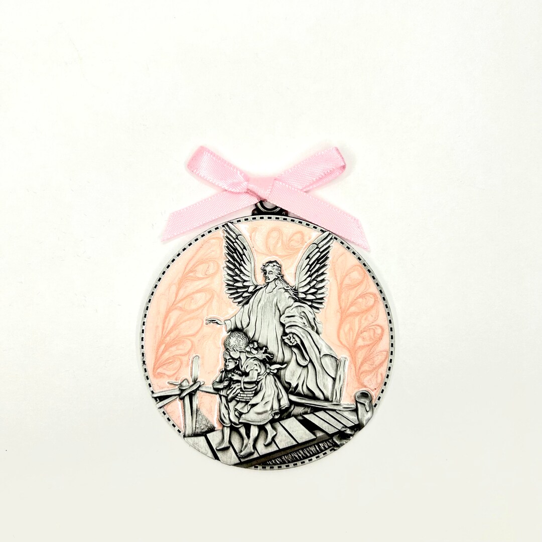 Pink Guardian Angel Crib Medal - Etsy