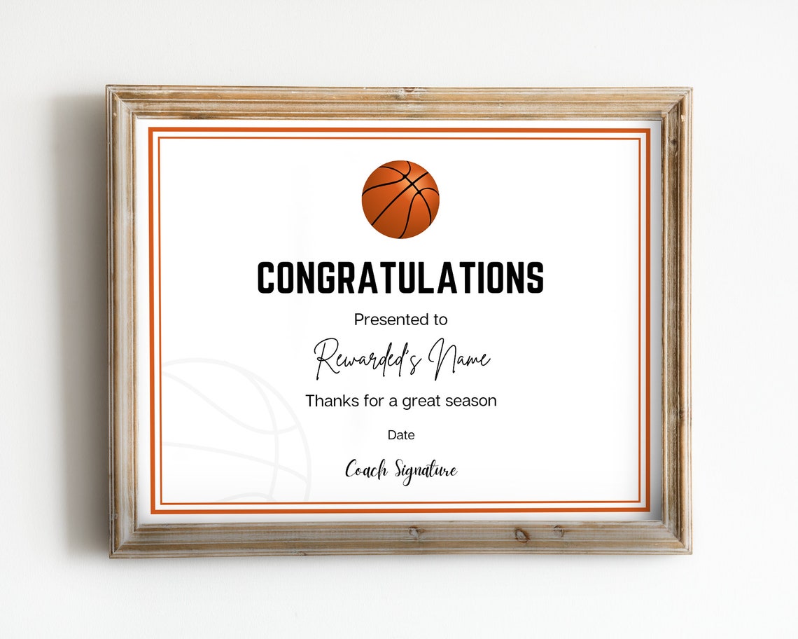 Editable Basketball Award Certificates CANVA Template - Etsy